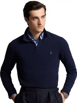 Ralph Lauren Ralph Lauren Wool Johnny-Collar Sweater Hunter Navy