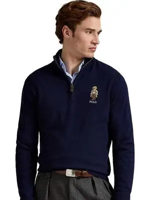 Ralph Lauren Polo Bear Wool Quarter-Zip Sweater Hunter Navy