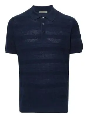 Corneliani Ribbed-knit Polo Top - Blue