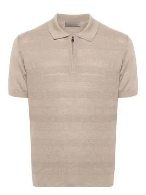 Corneliani Ribbed-knit Polo Shirt - Neutrals