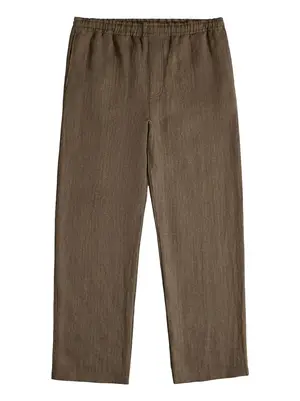 TOD'S Coulisse Linen Trousers - Brown