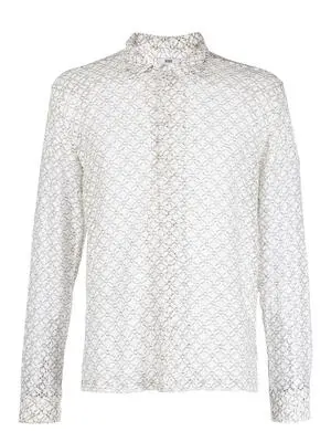 BODE Floral-lace Long-sleeve Shirt - White