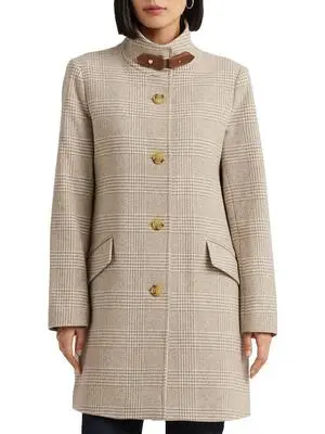 Ralph Lauren Tab Front Wool Blend Coat - Camel Brown/cream