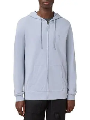 ALLSAINTS Brace Cotton Zip-up Hoodie - Willow Blue