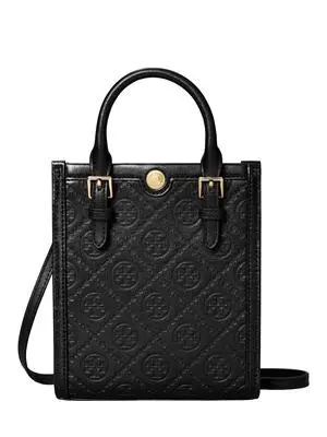 Tory Burch Mini T Monogram Debossed North/south Tote - Black