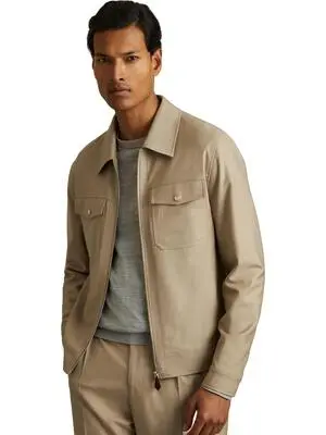 REISS Pound Moleskin Finish Trucker Jacket - Light Camel