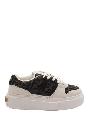 Fendi Zucca-motif Panelled Sneakers - Brown