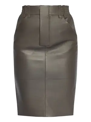 Saint Laurent Leather Pencil Skirt - Grey