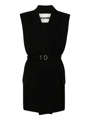 JIL SANDER Wool Sleeveless Coat - Black