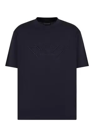 Emporio Armani Logo-raised Jersey T-shirt - Blue