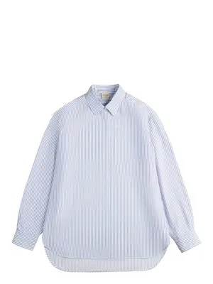 TOD'S Striped Poplin Shirt - Blue