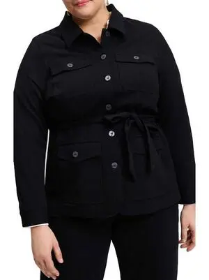 Foxcroft Foxcroft Stella Crepe Knit Utility Jacket Black