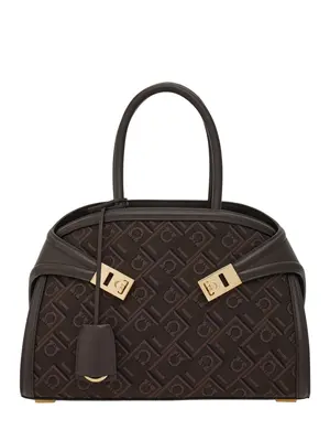 FERRAGAMO Monogram Jacquard Handbag - Brown