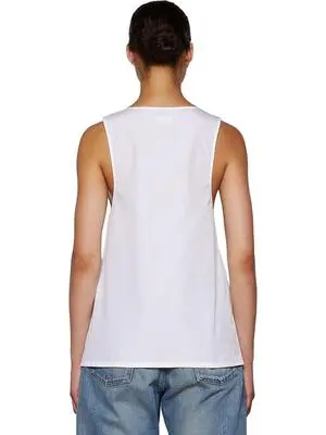 Saint Laurent Cotton Poplin Henley Tank - White