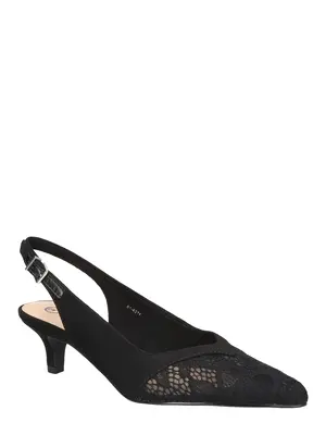 BELLA VITA Marquette Pointed Toe Slingback Pump - Black Suede