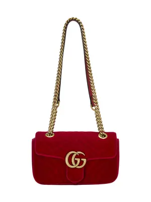 GUCCI Gucci Small Velvet GG Marmont Shoulder Bag