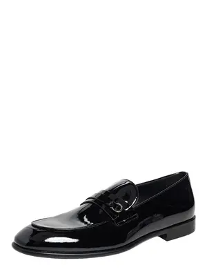 FERRAGAMO Patent Leather Formal Loafers - Nero