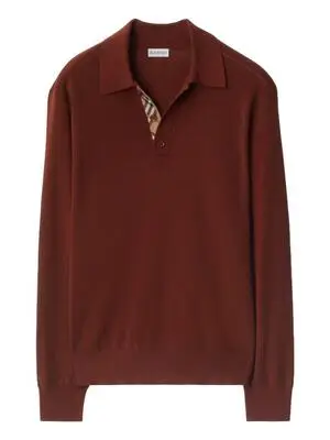Burberry Long-sleeve Wool Polo Shirt - Box Red