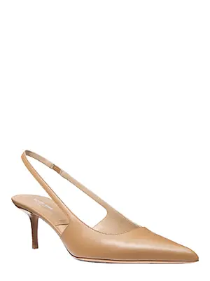 Michael Kors Emma Leather Slingback Pumps Brown