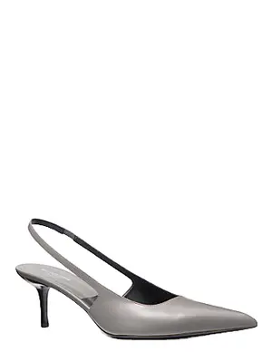 Michael Kors Emma Leather Slingback Pumps Grey