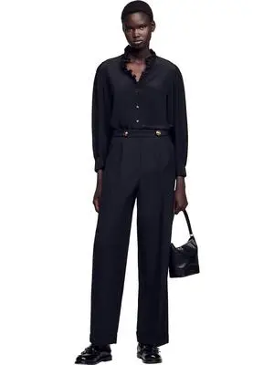 Sandro Flowy Silk Shirt - Black