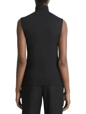 Vince Sleeveless Turtleneck Top - Black