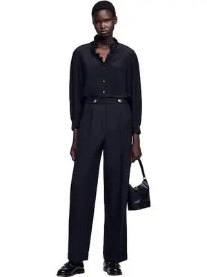 Sandro Flowy Silk Shirt - Black