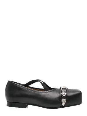 Toga Metallic-detail Ballet Flats - Black