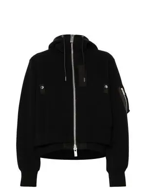 Sacai Layered-detail Hooded Bomber Jacket - Black