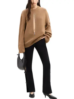 COURREGES Zip-detailed Wool Sweater - Neutrals