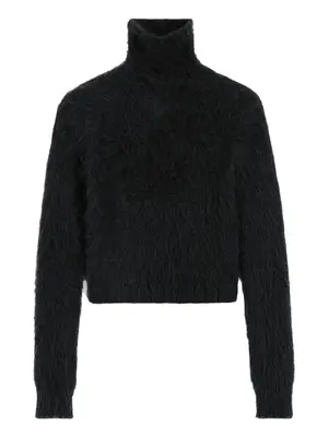 Ami Brushed-effect Cotton Jumper - Black