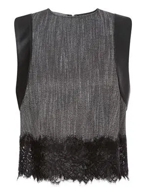 Alberta Ferretti Sleeveless Lace-detail Top - Grey