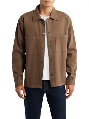FRAME Textured Terry Double Pocket Overshirt - Soft Mocha