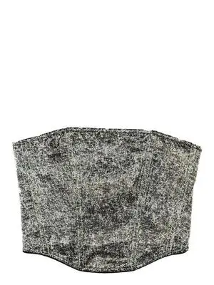 FLEUR DU MAL Silk Corset Top - Grey Acid Wash