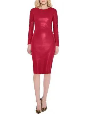 AS By DF Mrs. Smith Stretch Leather Midi Dress - Red