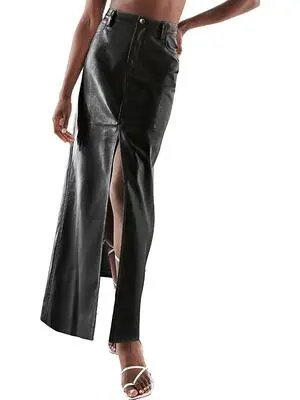AS By DF Imogen Maxi Leather Skirt - Black