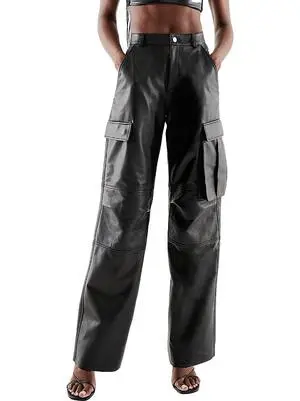 AS By DF Cole Upcycled Leather Cargo Pants - Black