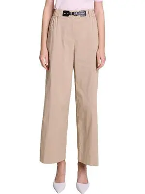 Maje Piuma Wide Leg Gabardine Trousers - Light Beige