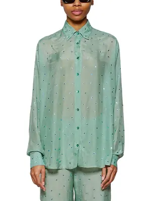 Oseree Gems Crystal-embellished Shirt - Green