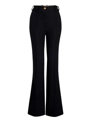 Patou Flared Tweed Trousers - Black