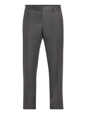 Giorgio Armani Giorgio Armani Solid Wool Flat-Front Trousers Grey