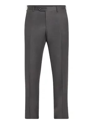 Giorgio Armani Giorgio Armani Solid Wool Flat-Front Trousers Medium Grey