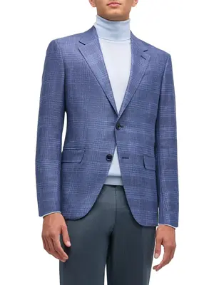 Zegna ZEGNA Plaid Crossover Sport Coat Blue Navy Check