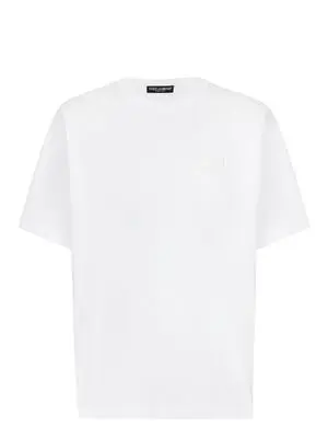 Dolce & Gabbana Cotton T-shirt With Branded Tag - Multicolor