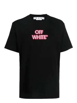 Off-White Emotion Neon Slim Tee Shirt - Black/pink Fluo