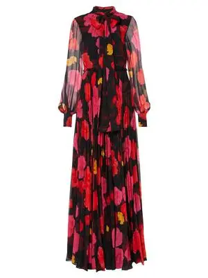 Erdem Floral Pleated Gown - Multicoloured