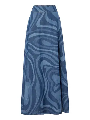 Emilio Pucci Marmo High-rise Denim Maxi Skirt - Blue