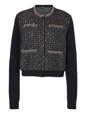 Giambattista Valli Sequined Wool Cardigan - Black