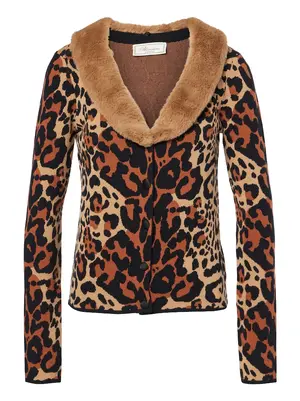 Blumarine Leopard-print Jacquard Cardigan - Multicoloured