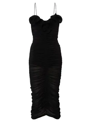 Magda Butrym Ruffled Ruched Jersey Midi Dress - Black